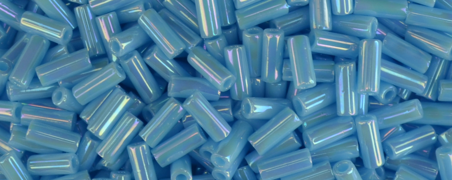 TOHO #1/2 Bugle-Light Blue Opaque Rainbow #.5T403 - Retail Bobby Bead