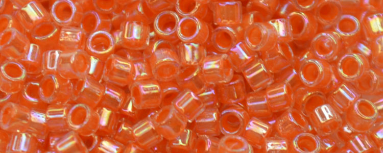 TOHO Aiko-Pink Lined Orange Rainbow #TB-1826 - Retail Bobby Bead